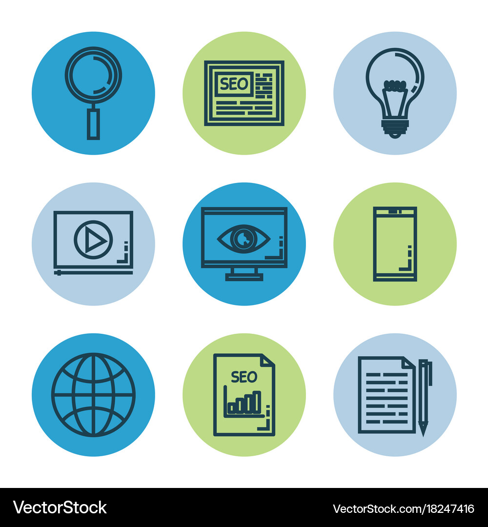 Search engine optimization set icons Royalty Free Vector