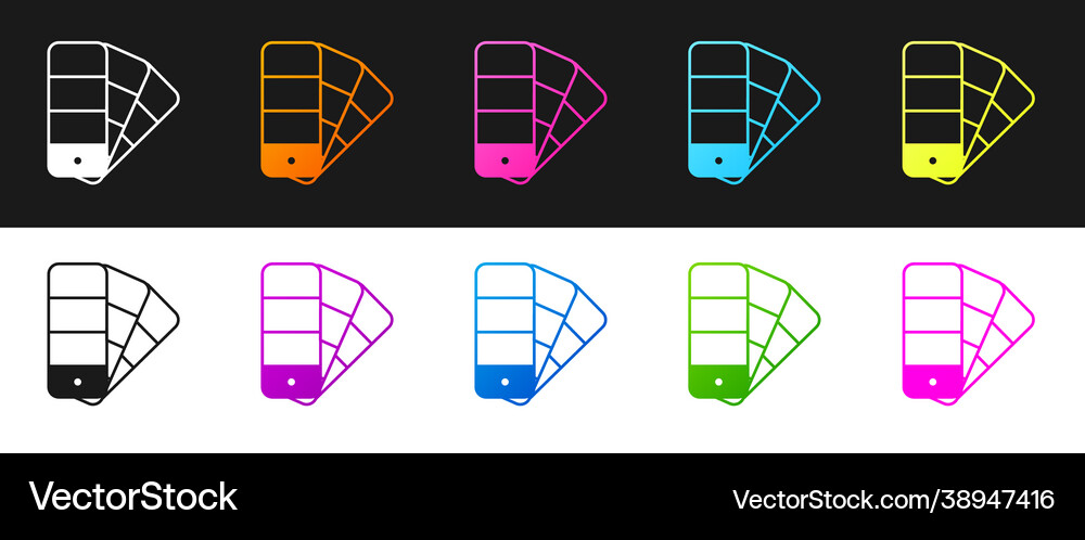 Set color palette guide icon isolated on black Vector Image