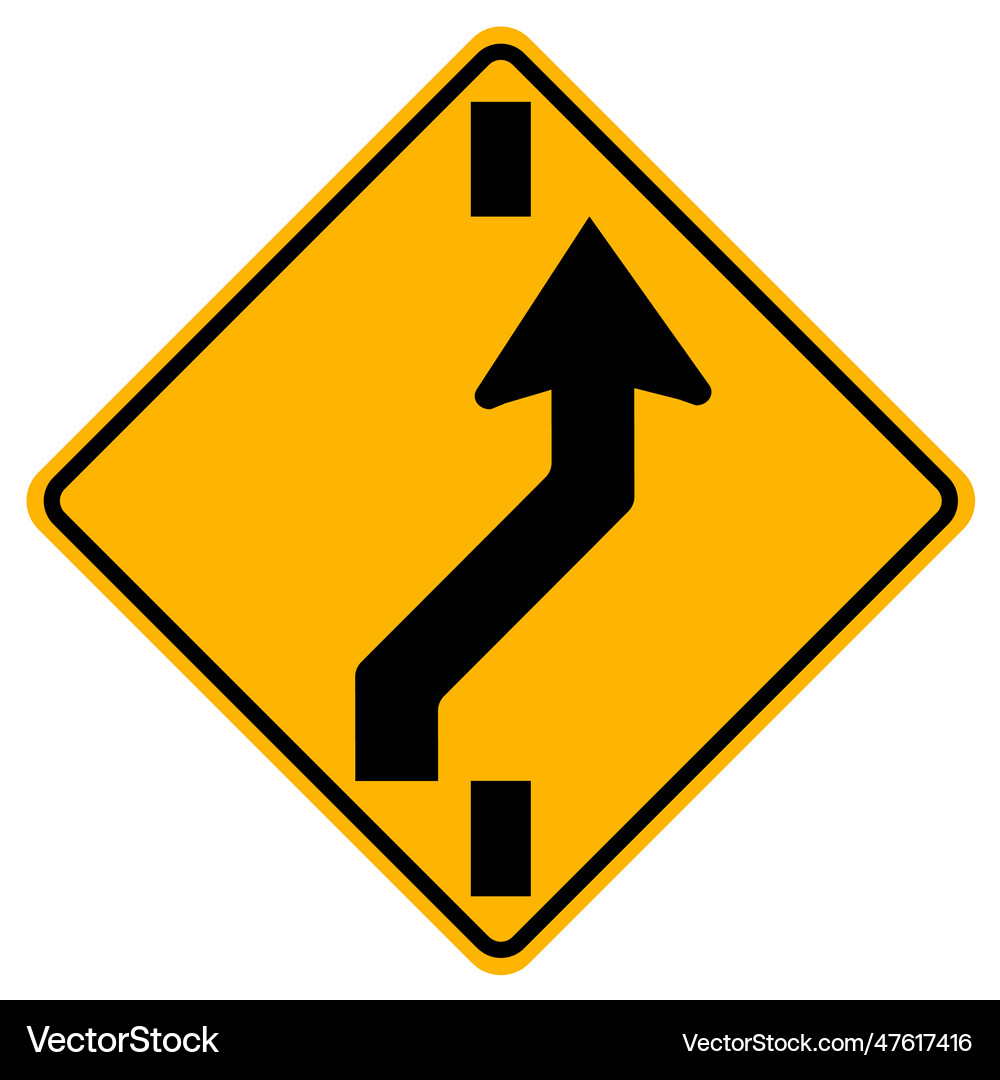 Warning signs shift to right carriageway on white Vector Image