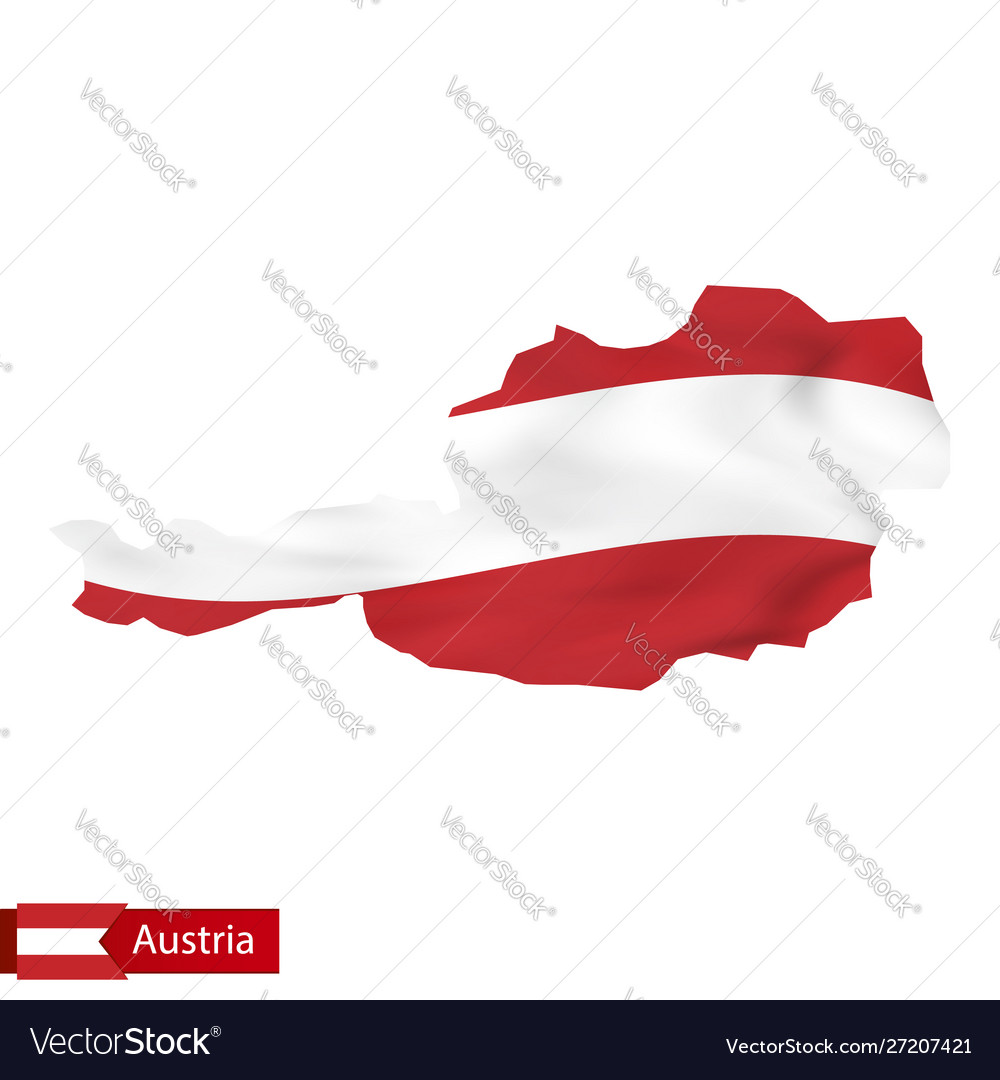 Austria map with waving flag Royalty Free Vector Image