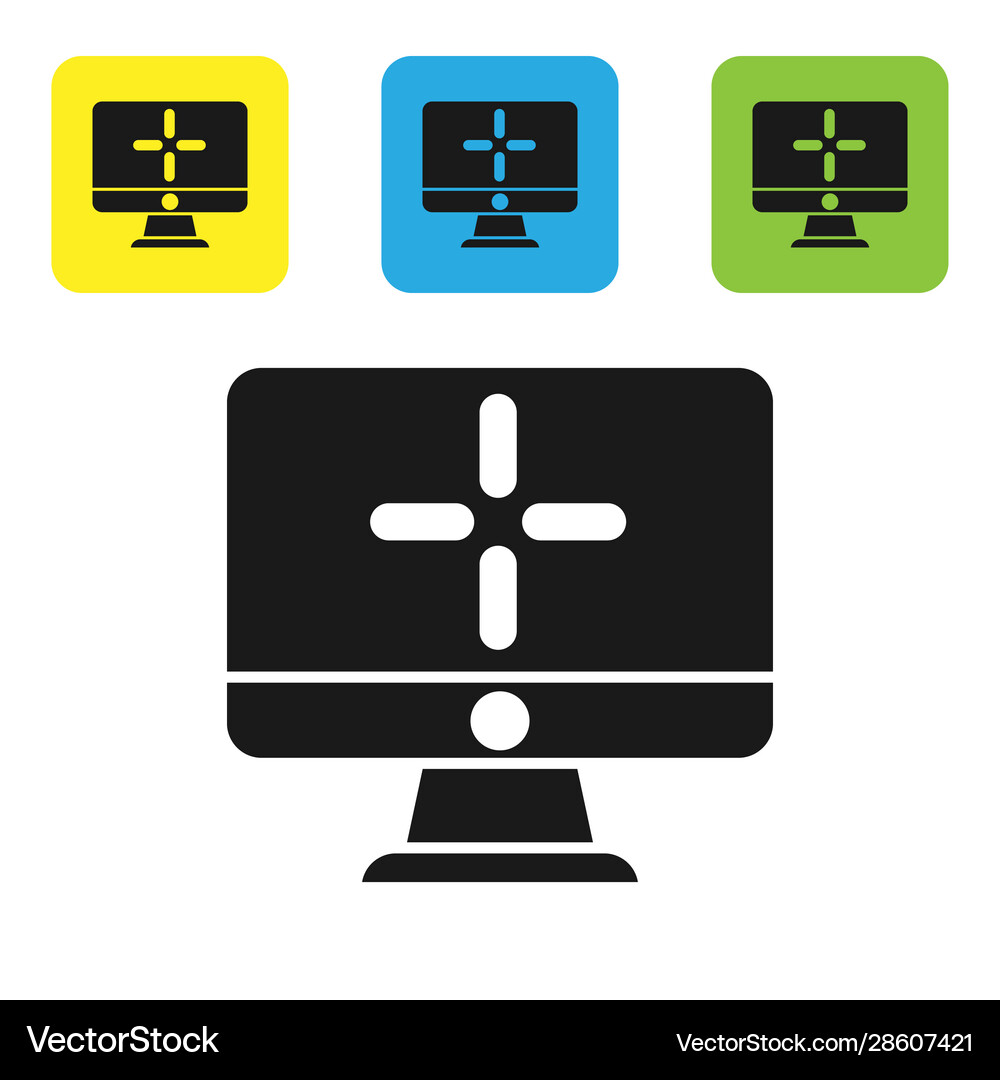 Black computer monitor icon isolated on white Vector Image