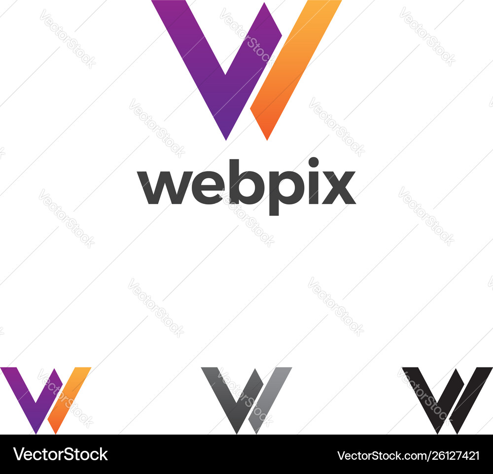 Colorful initial letter w sign symbol logo icon Vector Image