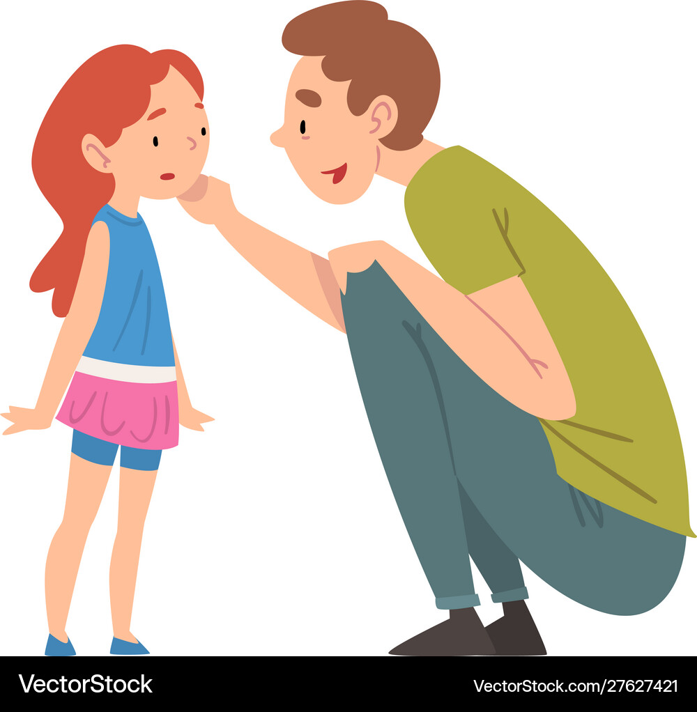 Dad comforting her daughter father caring for Vector Image