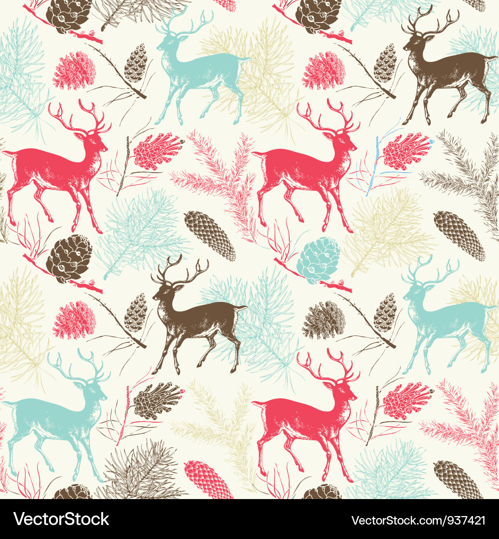 Deer forest pattern Royalty Free Vector Image - VectorStock