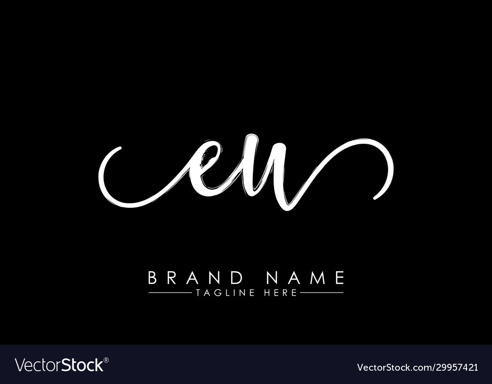 E u initial handwriting logo Royalty Free Vector Image