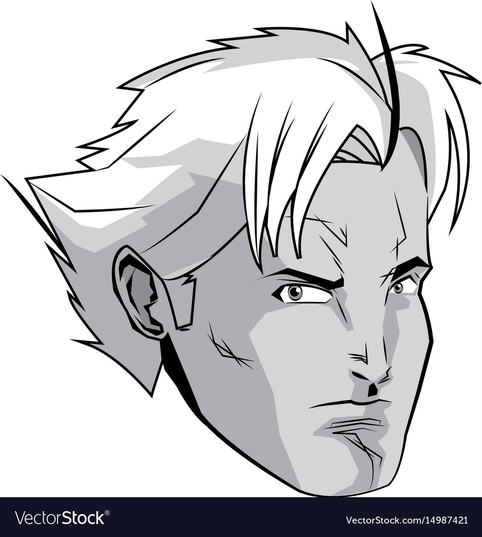 Face super hero comic angry expression character Vector Image