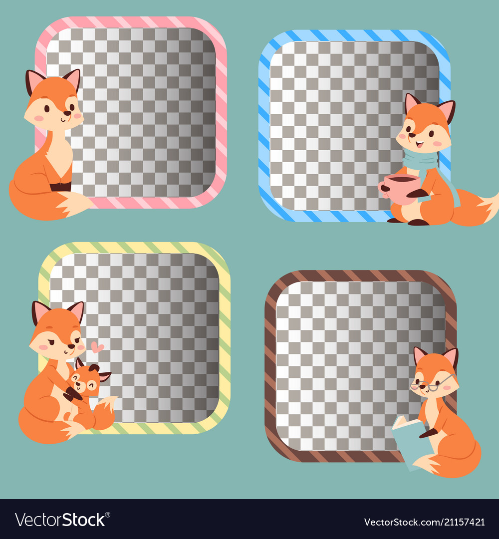 Fox character doing different foxy activities Vector Image