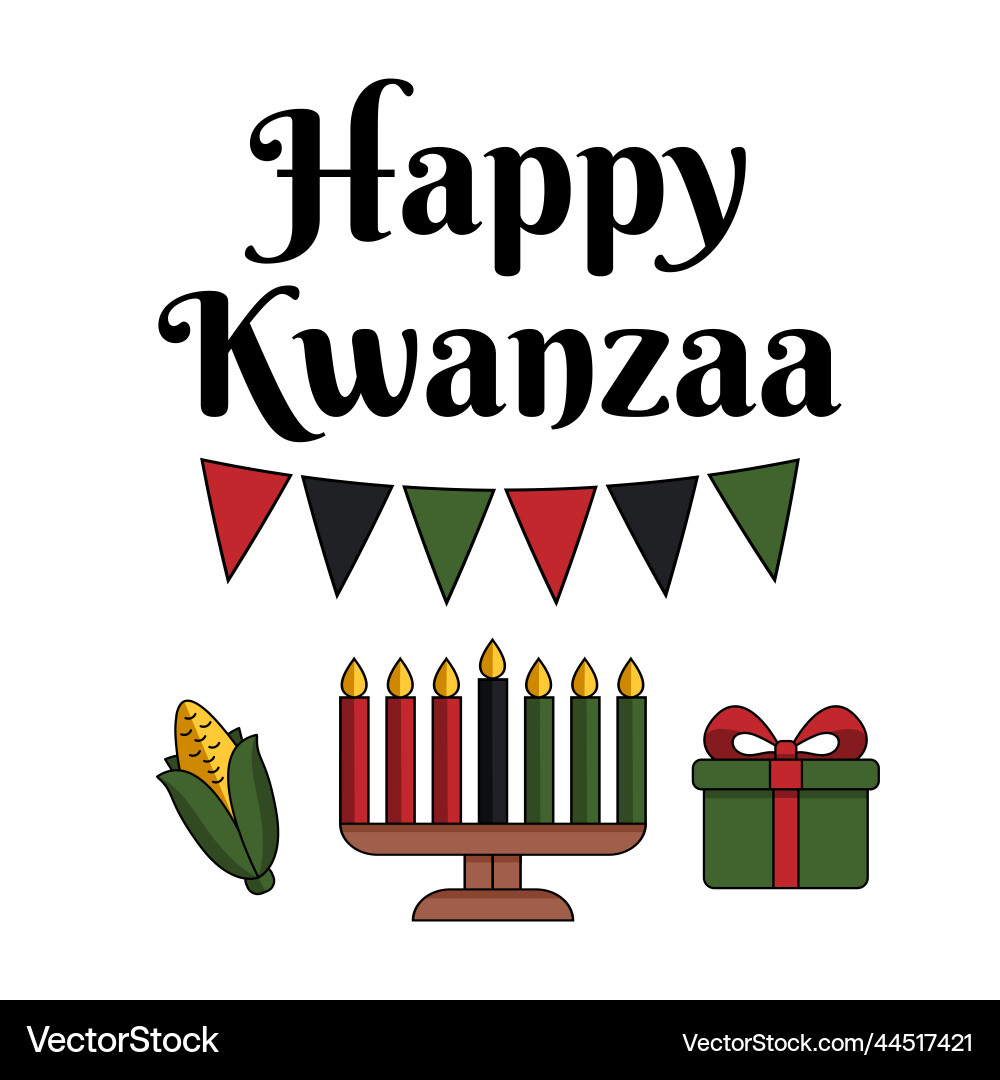Greeting card happy kwanzaa in modern flat style Vector Image
