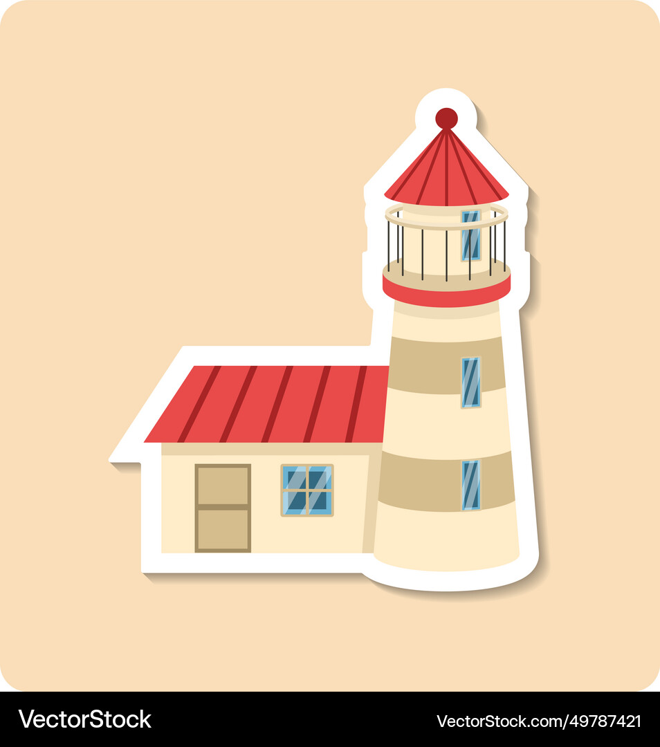 Lighthouse sticker building roof window door Vector Image