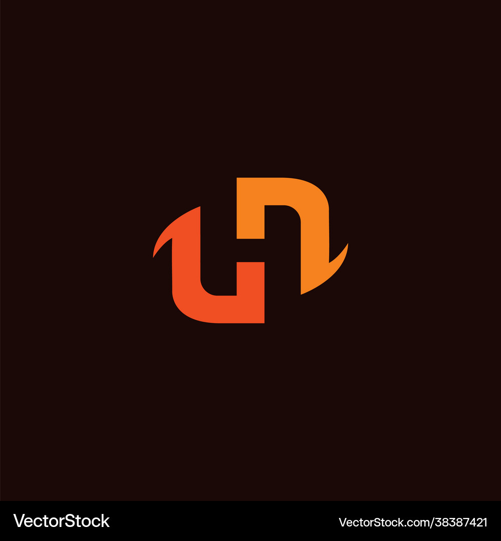 Modern H Logo with Orange Royalty Free Vector Image