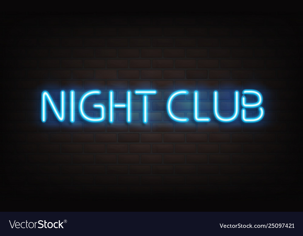 Night Club Blue Neon Lettering On Dark Brick Wall Vector Image