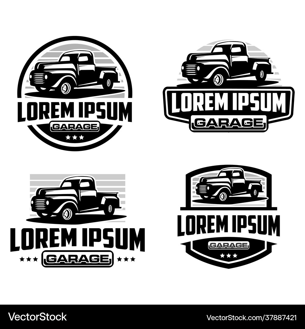 Pick up truck badge logo template Royalty Free Vector Image