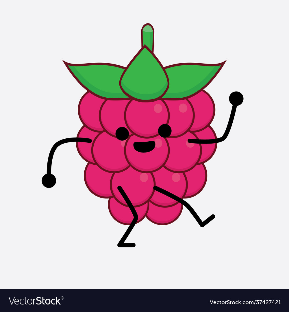 Raspberry fruit cute character with simple face Vector Image