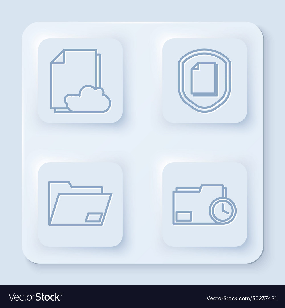 Set Line Cloud Storage Text Document Document Vector Image