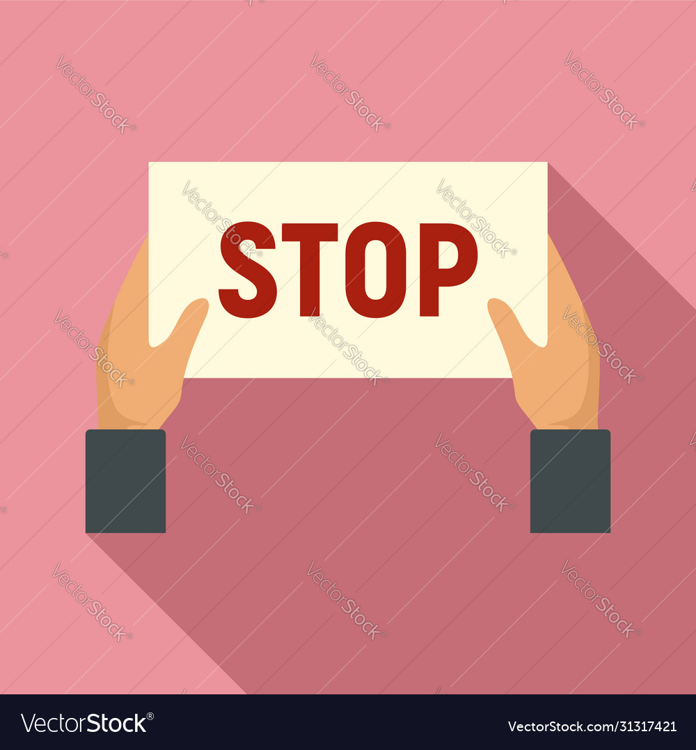 Stop protest icon flat style Royalty Free Vector Image