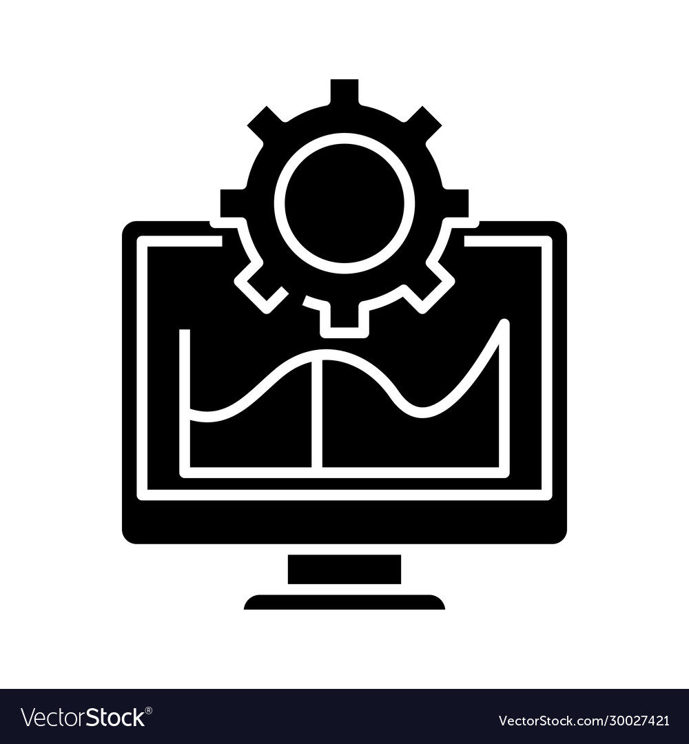 Technical graph black icon concept Royalty Free Vector Image
