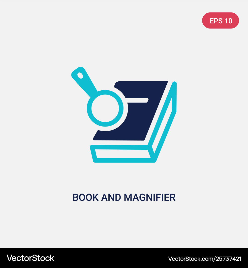 Two color book and magnifier icon from education Vector Image