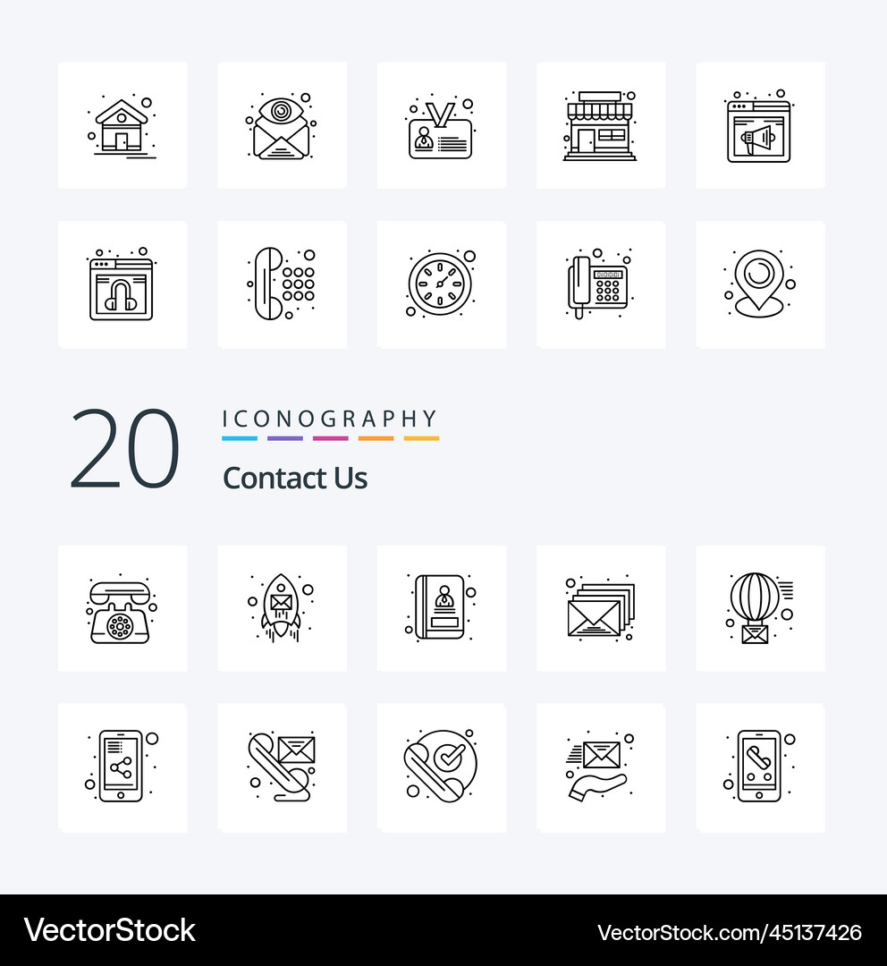 20 contact us line icon pack like receive email Vector Image