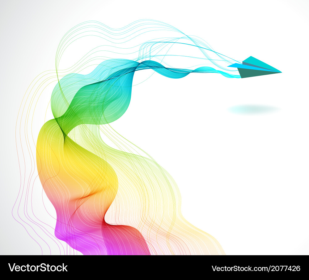 Abstract color background with paper air plane Vector Image
