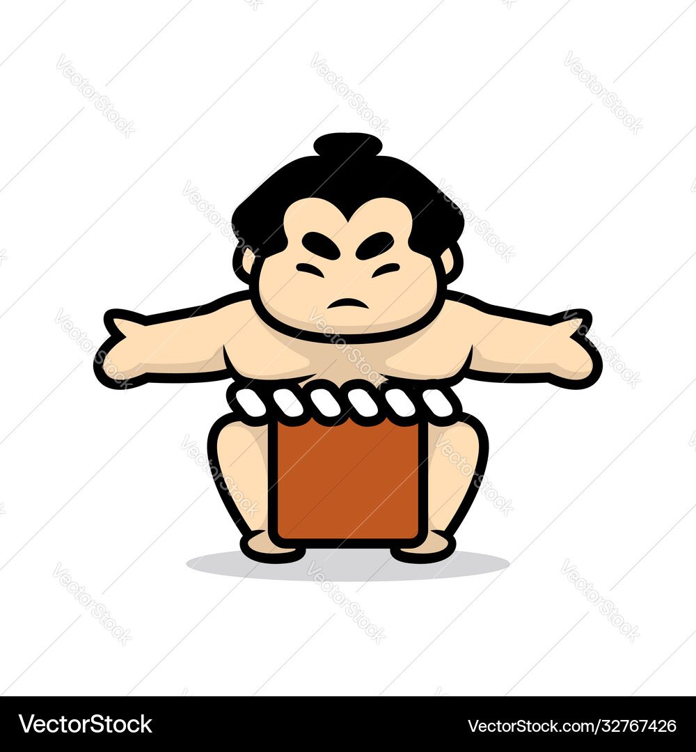 Cute Sumo Wrestler Illustration Royalty Free Vector Image
