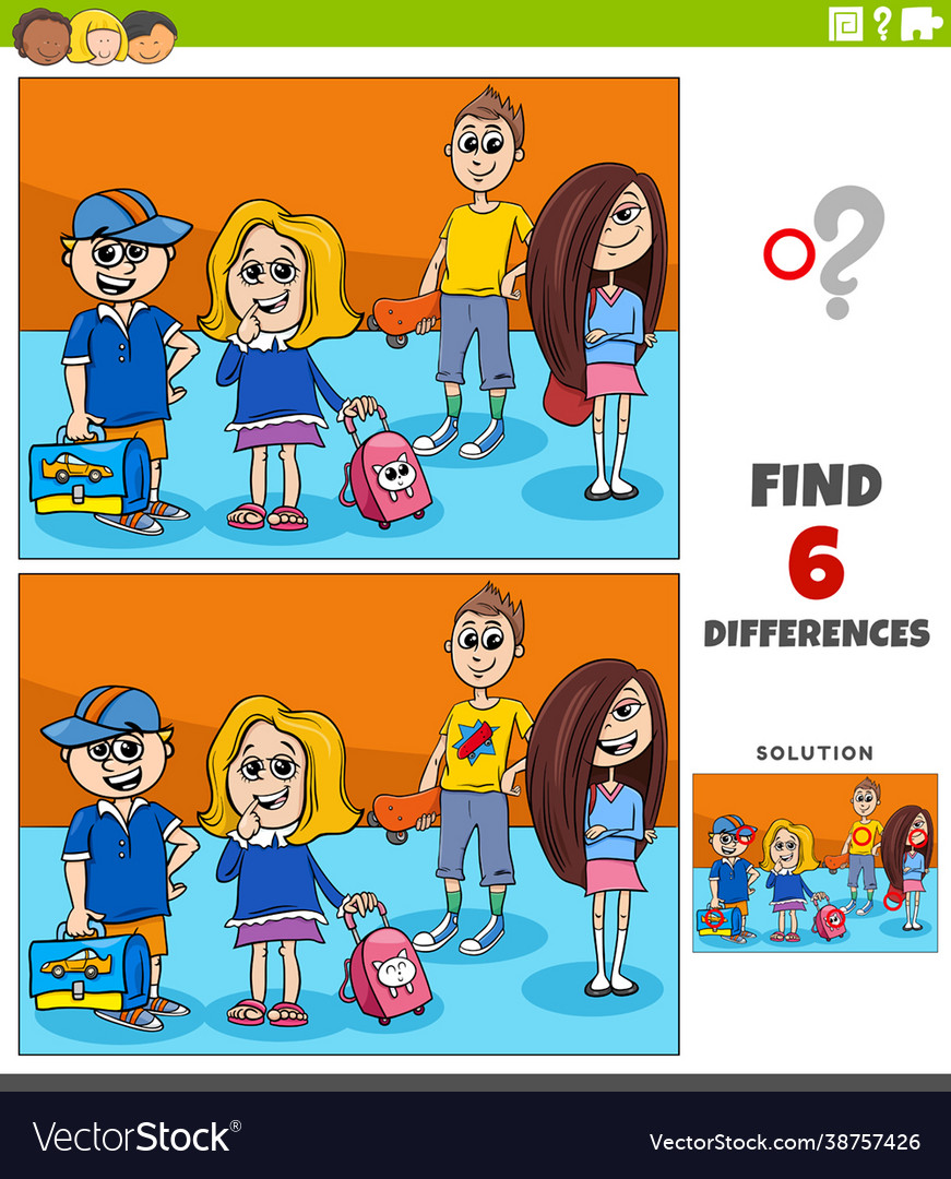 Differences educational game with elementary Vector Image