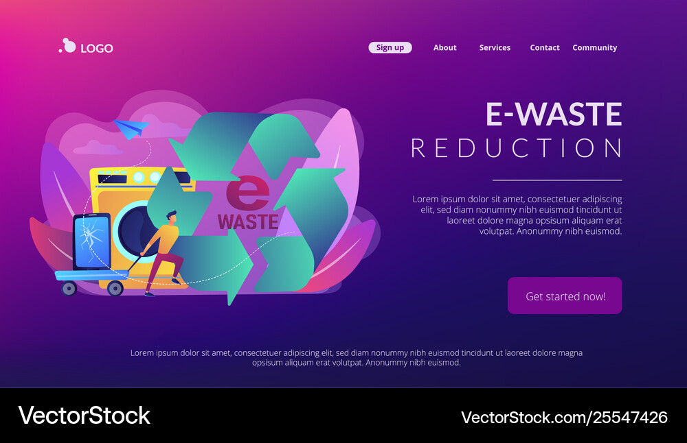E-waste reduction concept landing page Royalty Free Vector