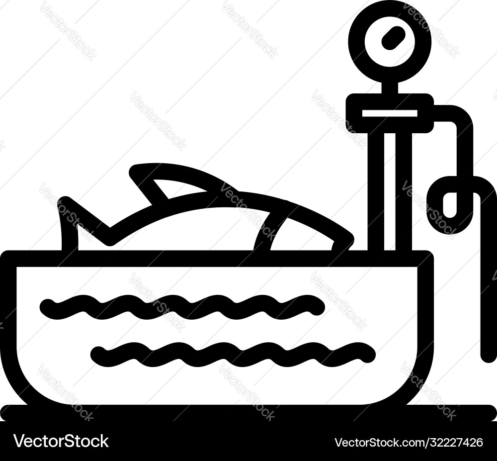 Fish on scales icon outline style Royalty Free Vector Image
