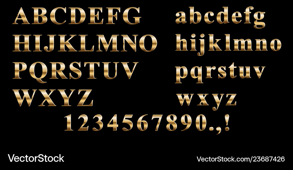Golden font set Royalty Free Vector Image - VectorStock