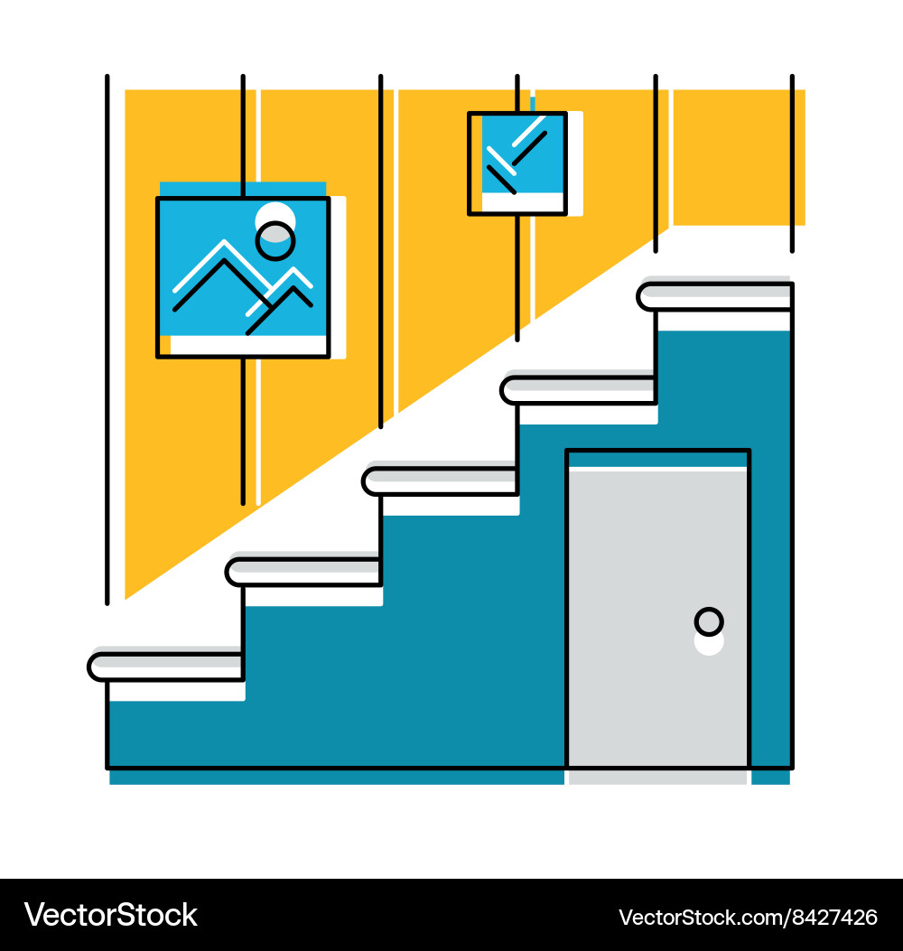 Interior hallway and stair logo or icon Royalty Free Vector
