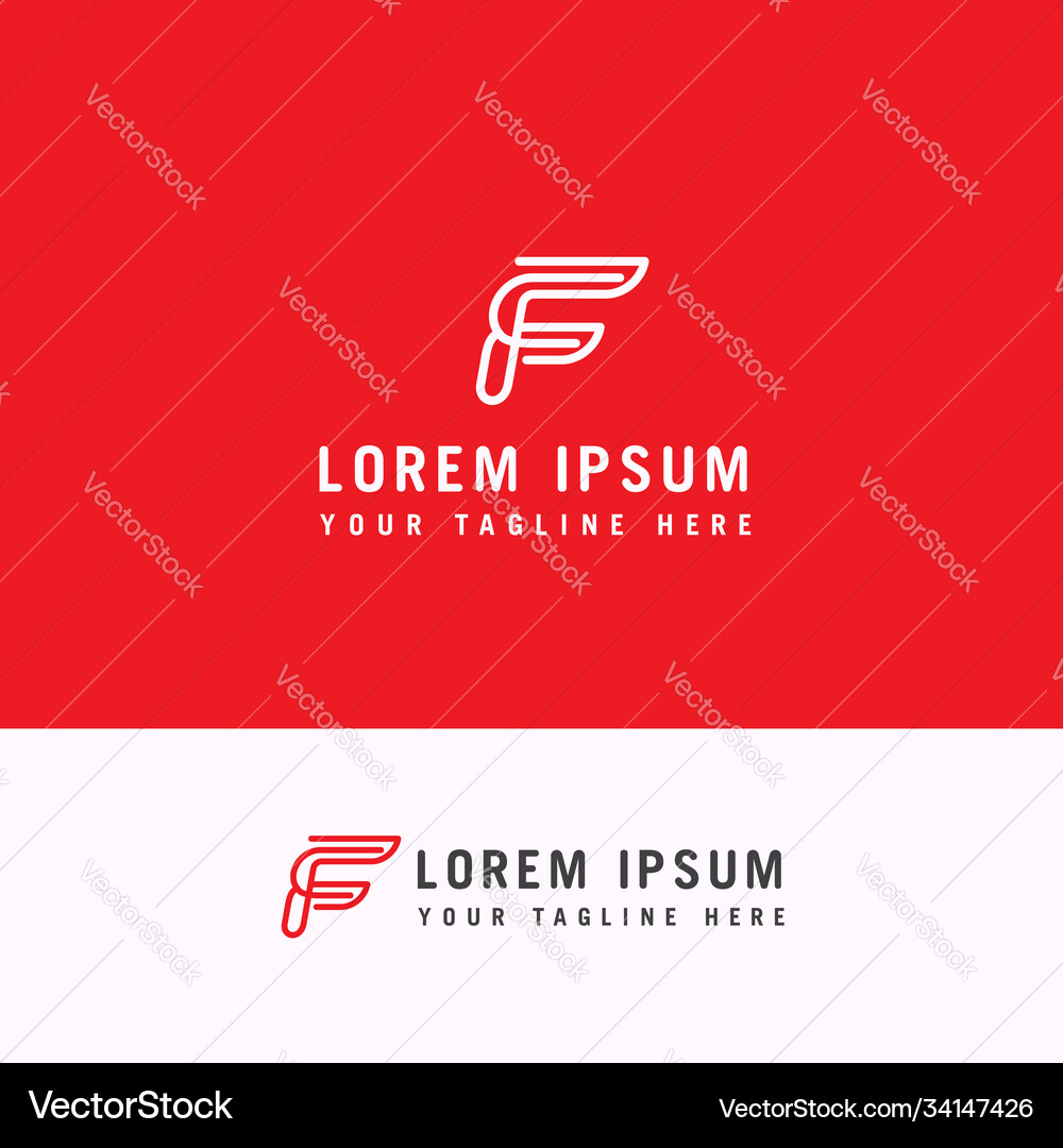 Letter f line style logo template Royalty Free Vector Image