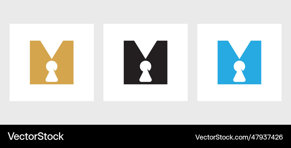 Letter m key hold logo design locked icon Vector Image