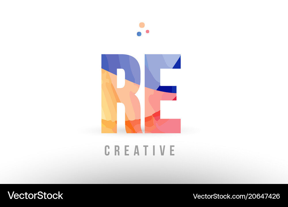 Orange blue alphabet letter re r e logo icon Vector Image
