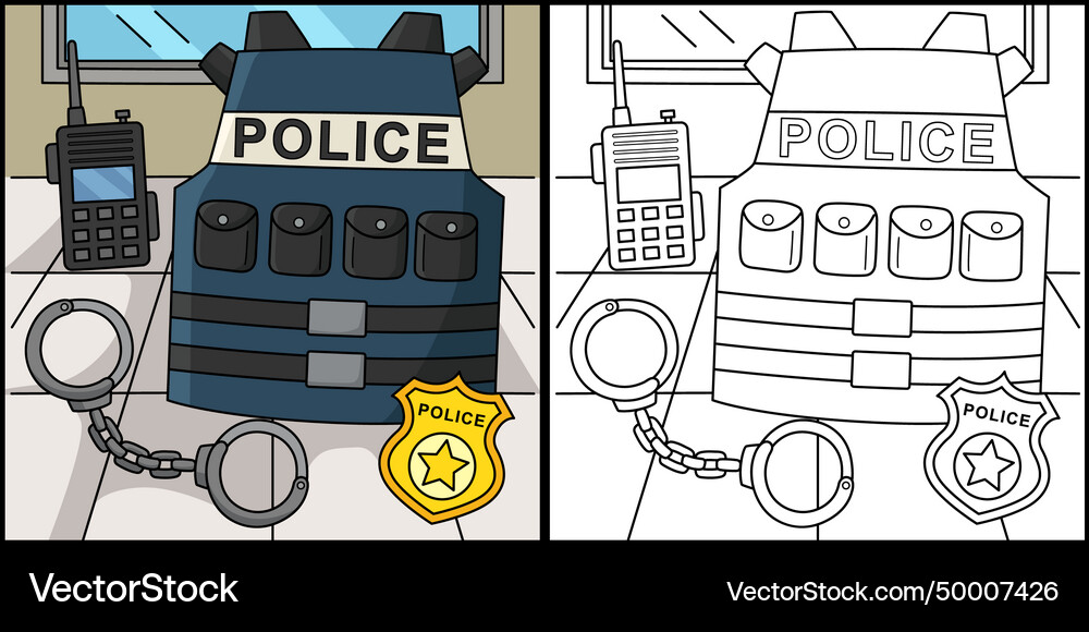 Police officer equipment coloring Royalty Free Vector Image