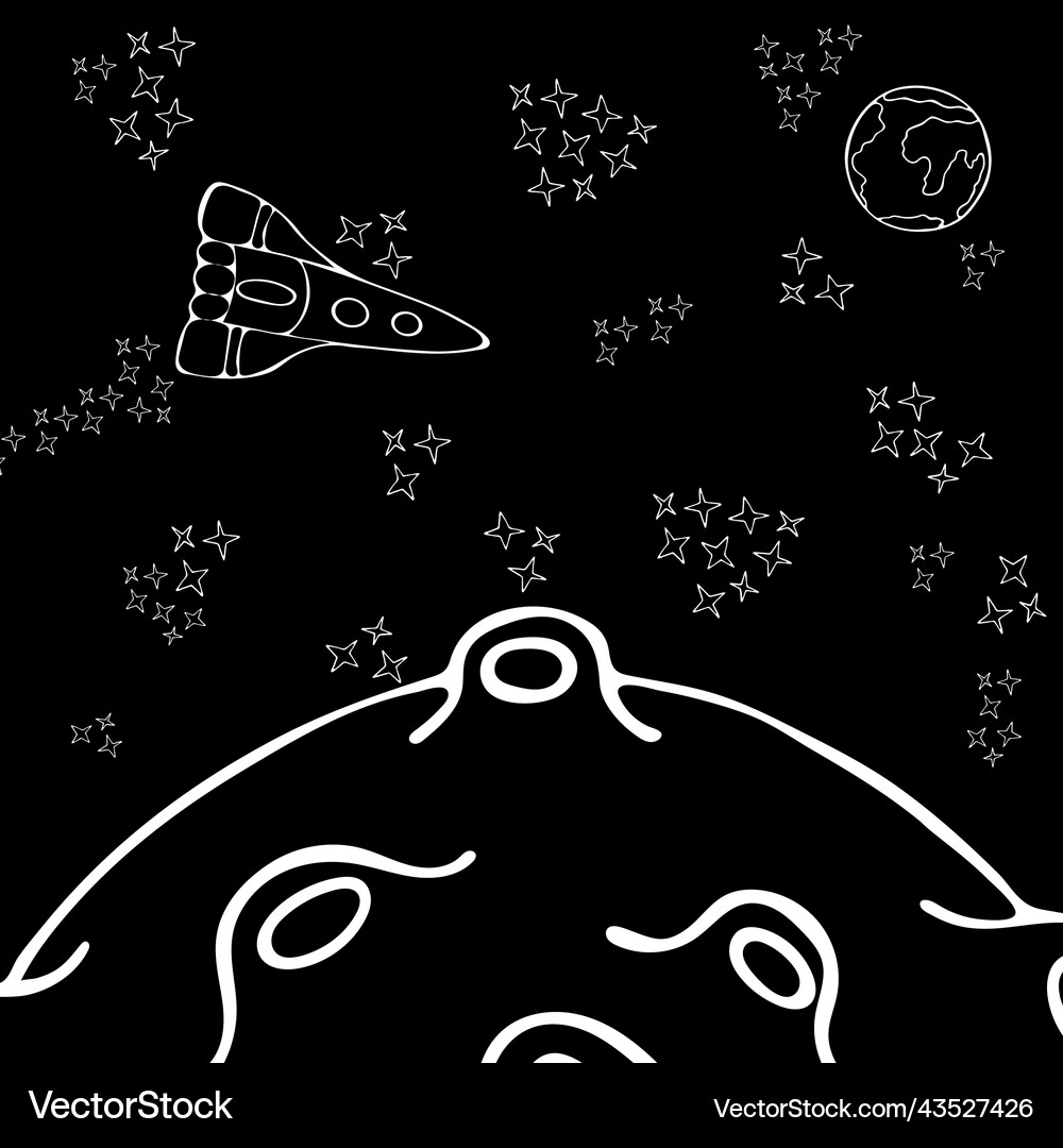 Sketch with space on black background astronomy Vector Image