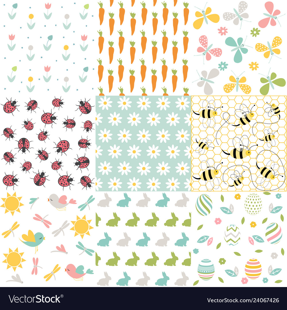 Spring easter patterns seamless background Vector Image