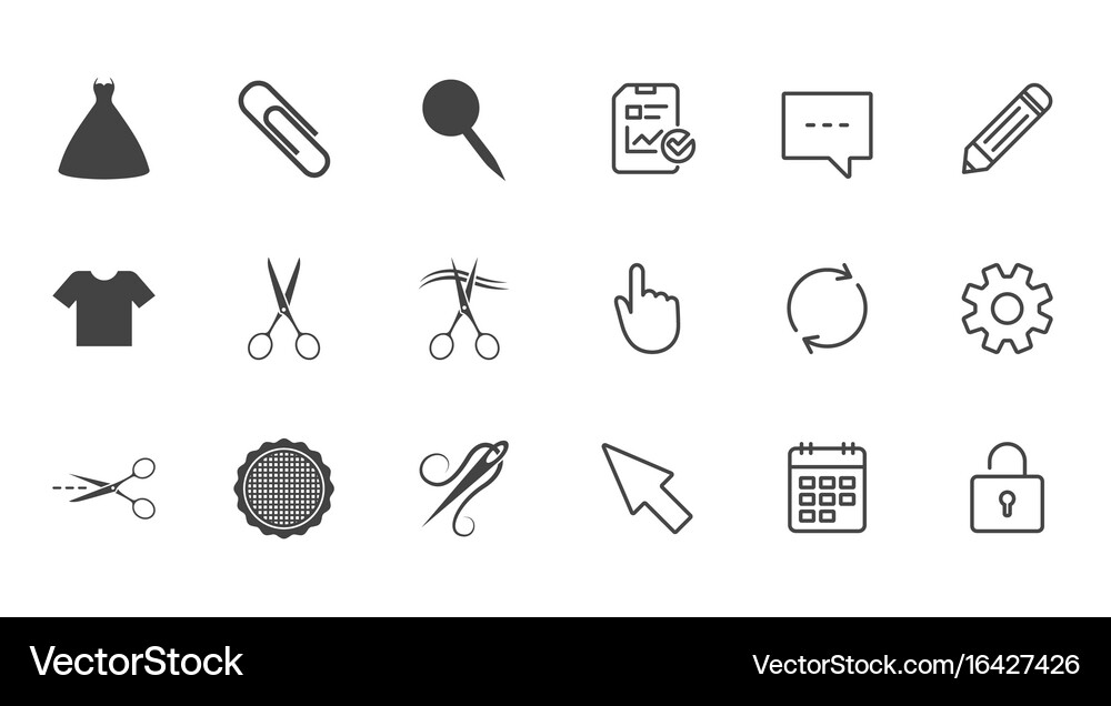 Tailor sewing and embroidery icons scissors Vector Image