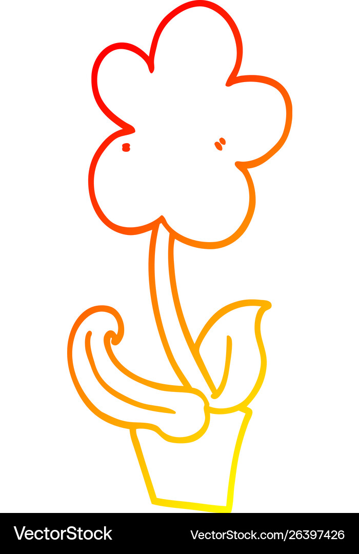Warm gradient line drawing cute cartoon flower Vector Image