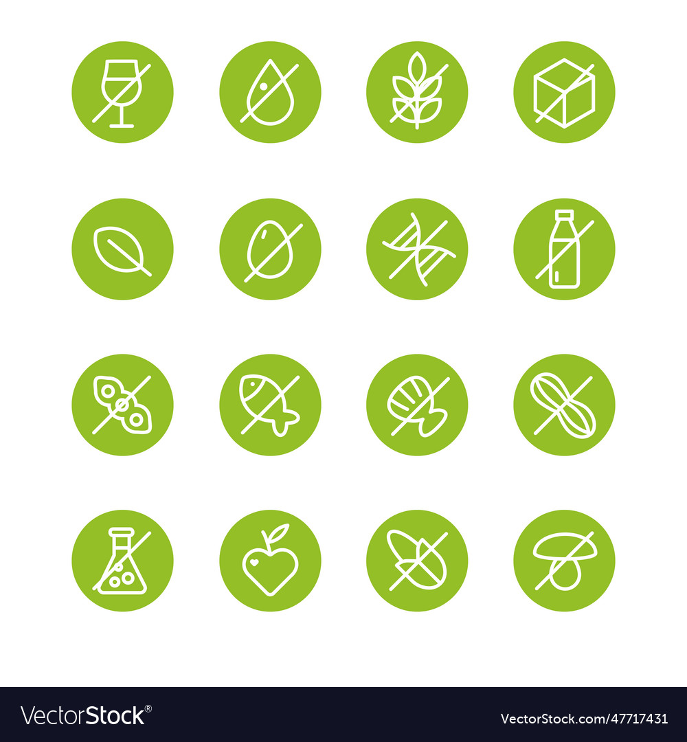 Allergen Icons Set Royalty Free Vector Image Vectorstock