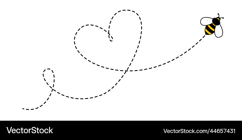 Bee on dotted route flying in heart line Vector Image