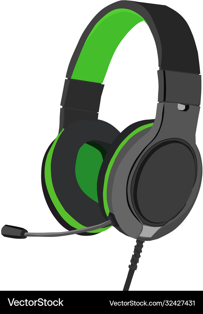 Black headphones with microphone isolated Vector Image
