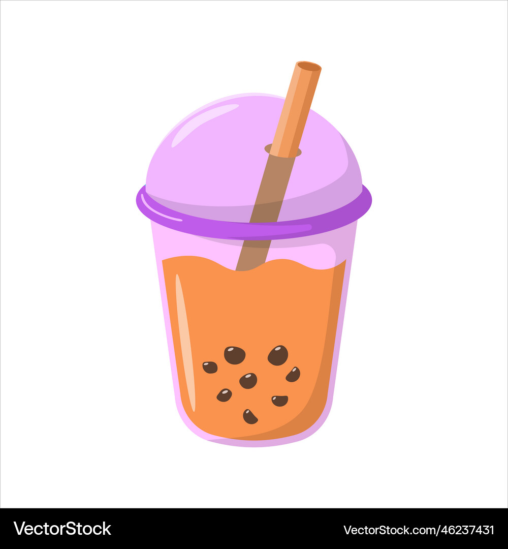 Bubble milk tea in flat style Royalty Free Vector Image