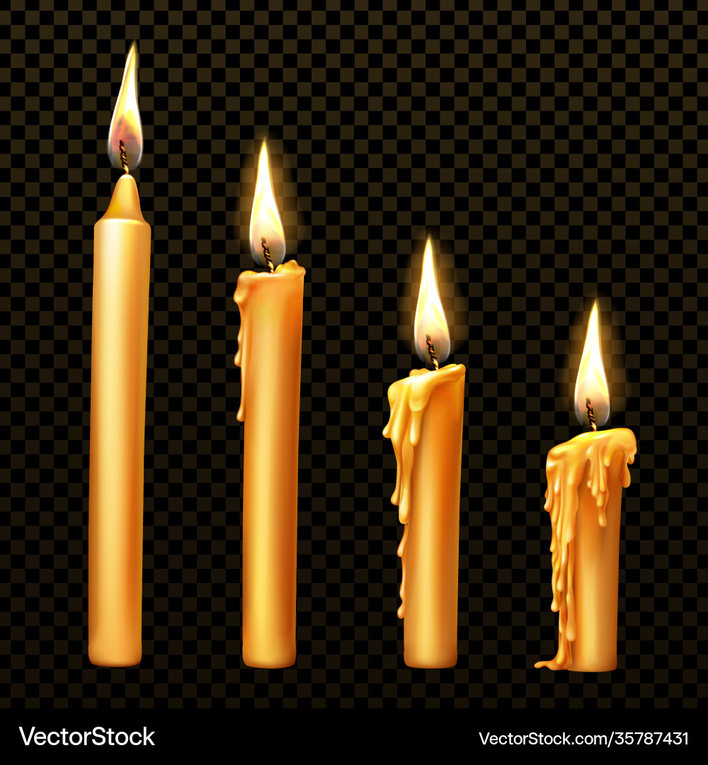 Burning candle dripping or flowing wax realistic Vector Image