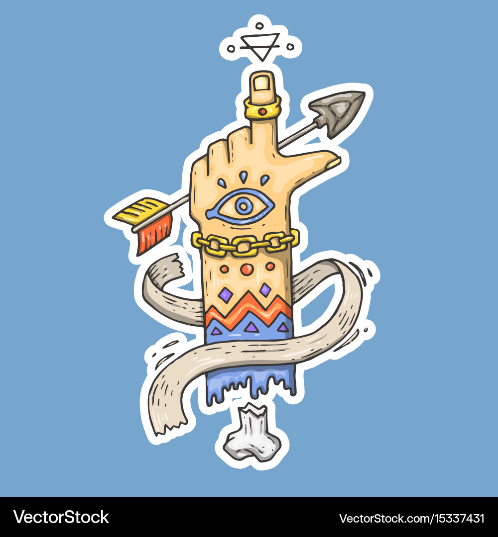Cartoon hand holds the arrow Royalty Free Vector Image