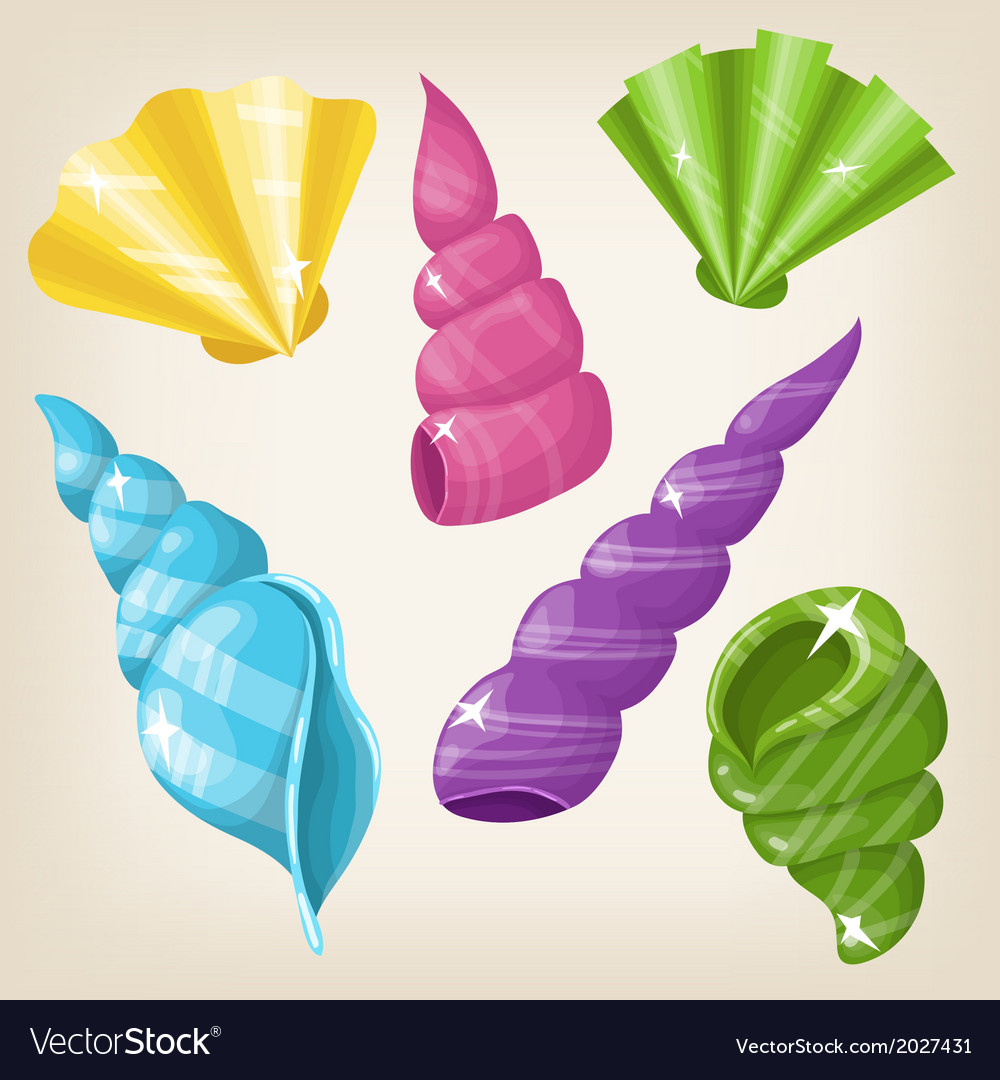 Cute shiny seashells Royalty Free Vector Image
