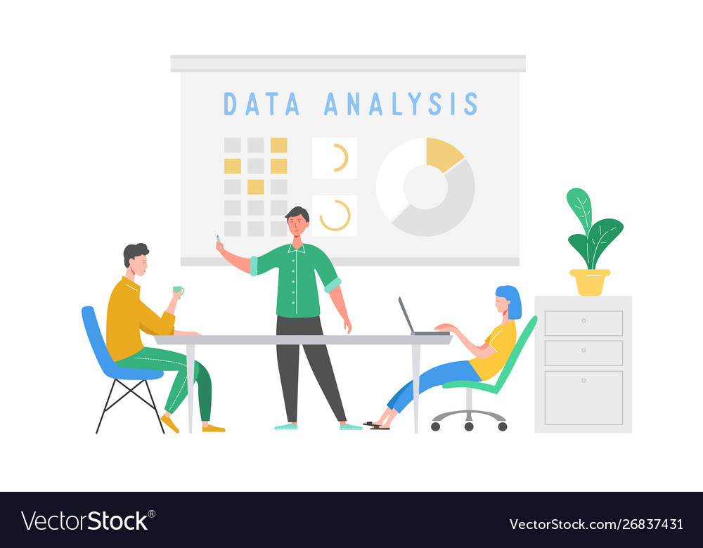 Data analysis concept with characters business Vector Image