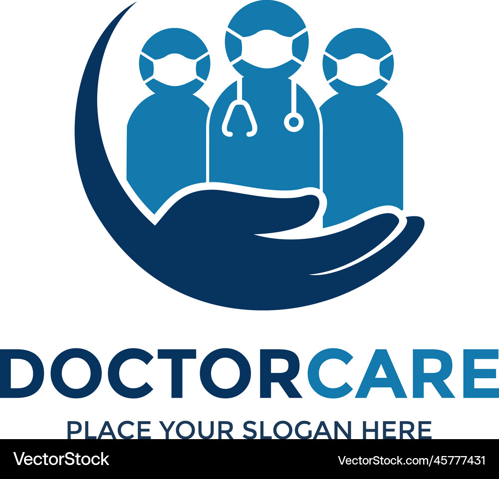 Doctor care logo template this design use hand Vector Image