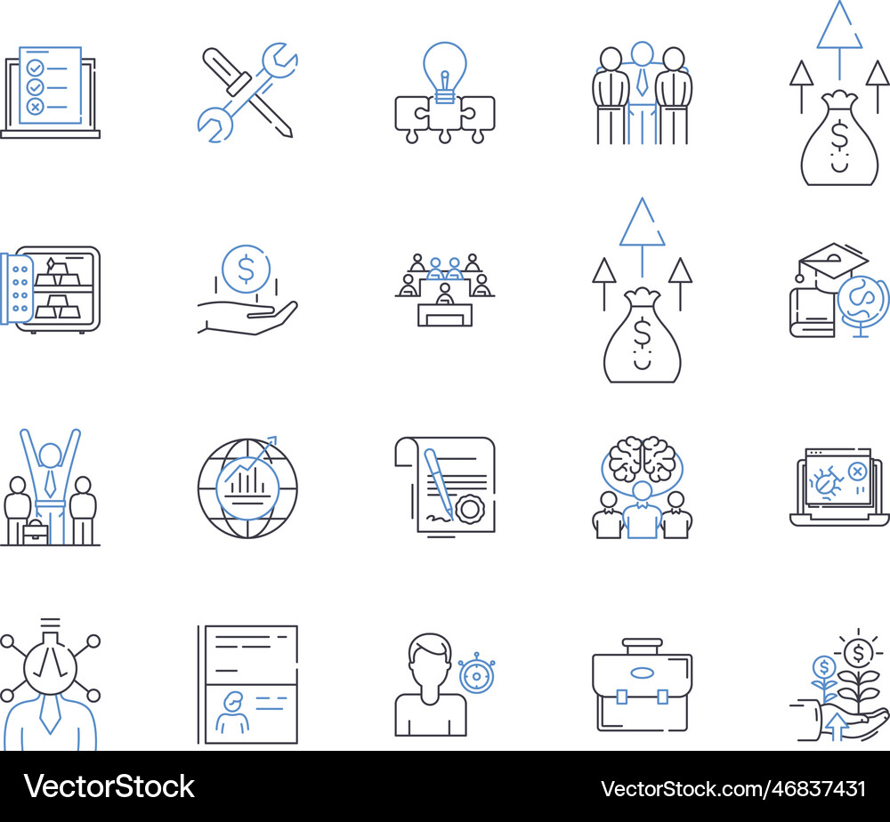Financial reporting line icons collection Vector Image
