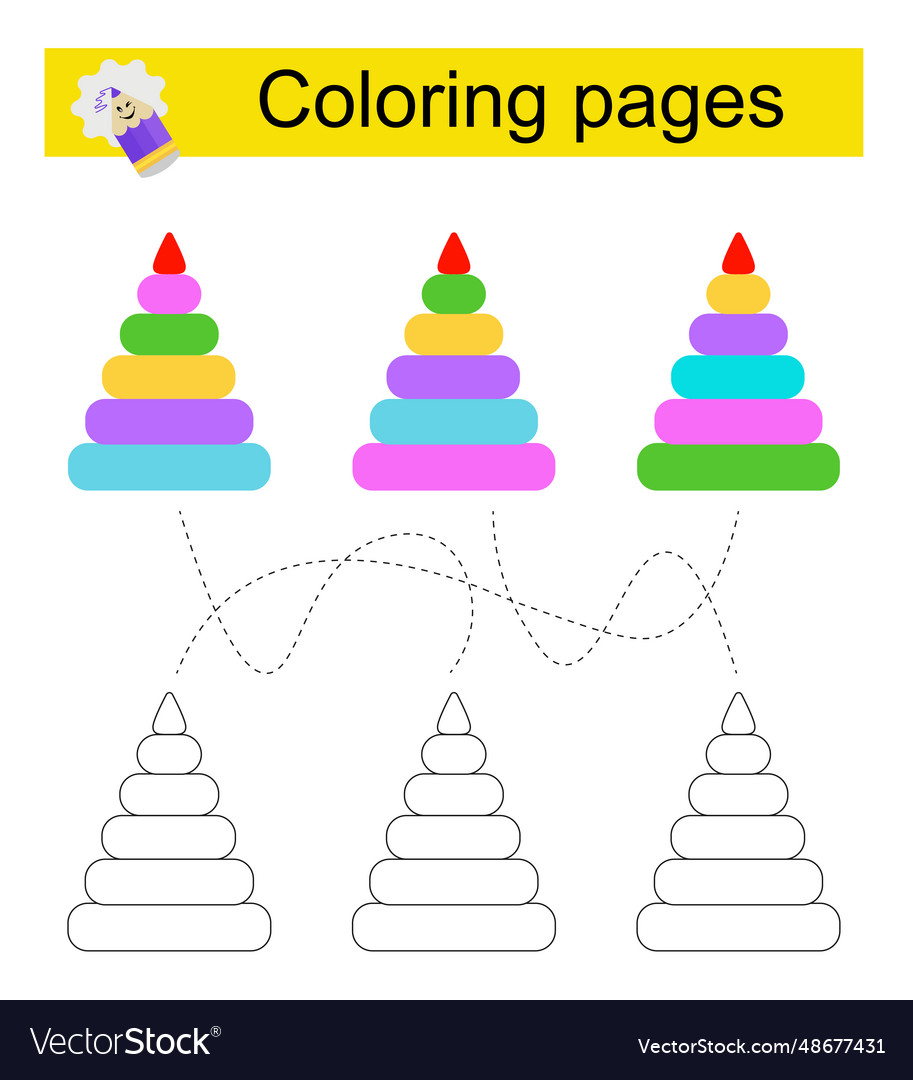 Go through the maze and color a pyramid Royalty Free Vector