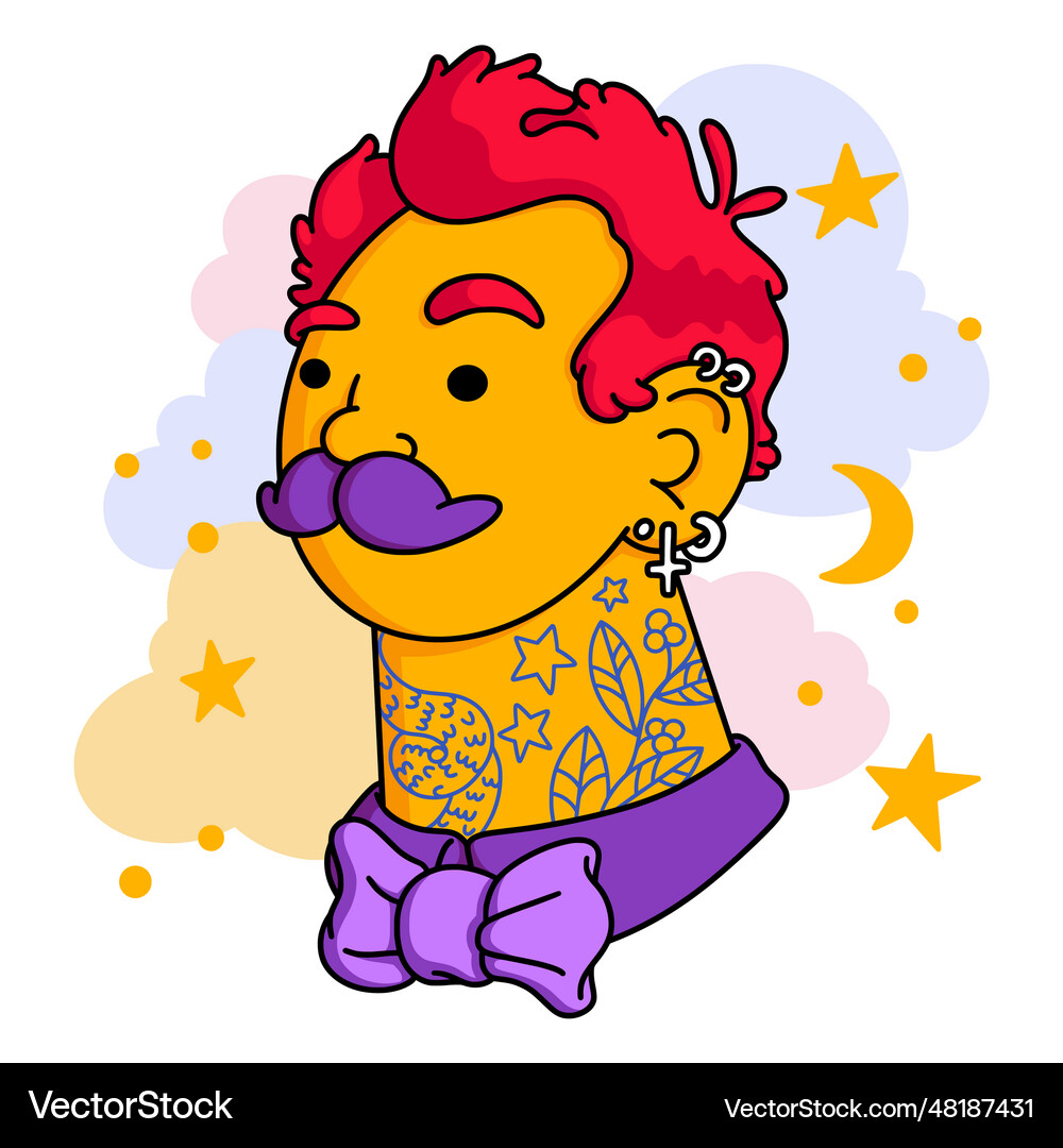 Hipster portrait red head man mustache Royalty Free Vector
