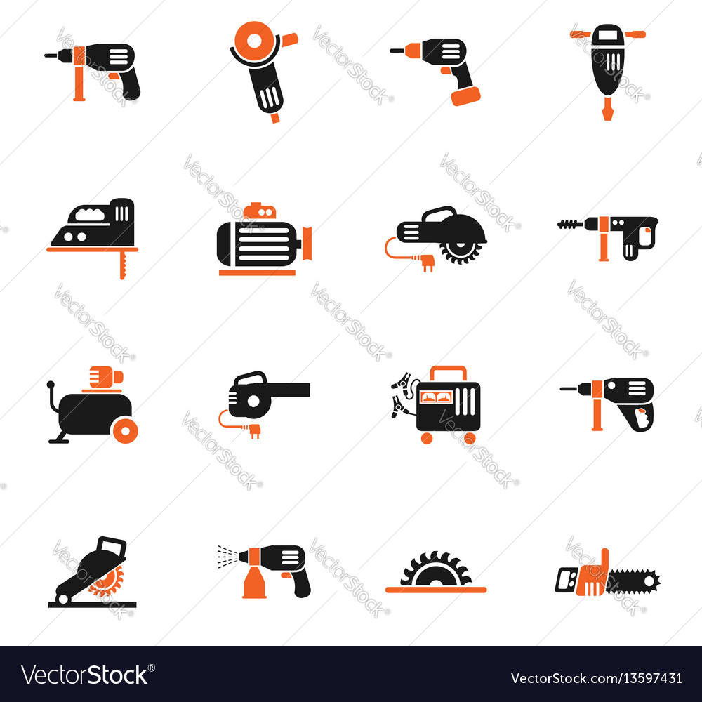 Machine tools icon set Royalty Free Vector Image